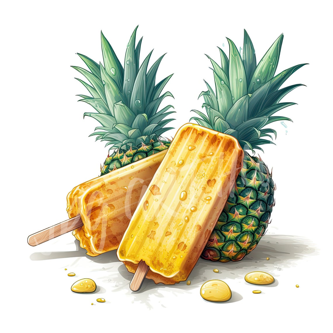 Watercolor Fruit Popsicles Clipart Summer Popsicle - Etsy