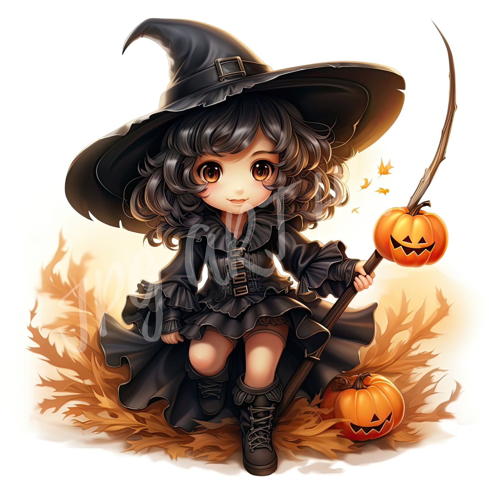Cute Little Witch Clipart Halloween Clipart High Quality - Etsy