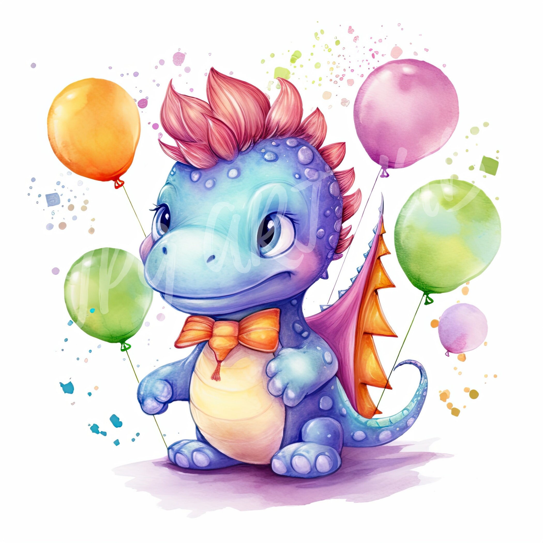 Watercolor Baby Dinosaur Clipart, Birthday Clipart, Watercolor Dinosaur ...