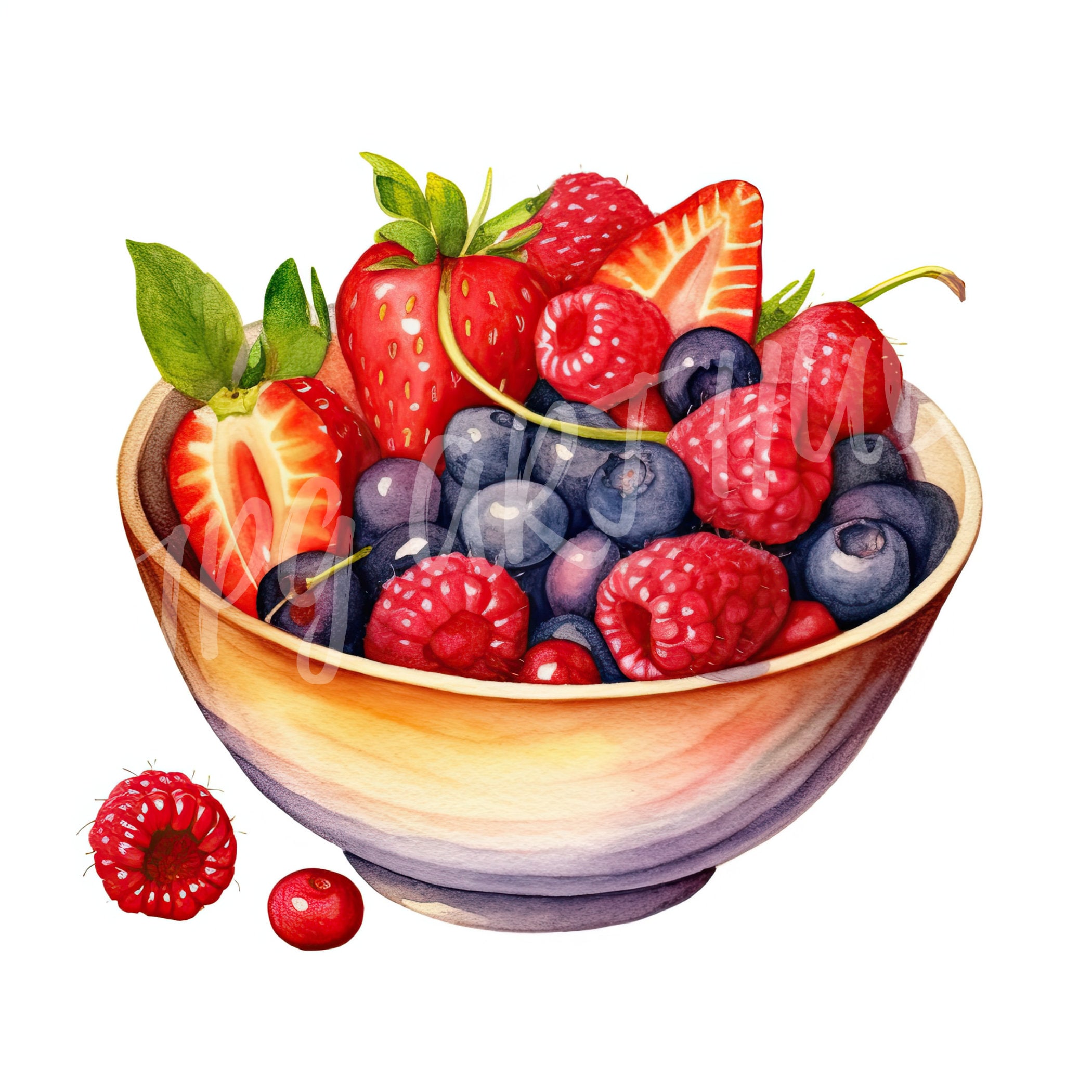 Watercolor Summer Fruit Clipart Bowl of Fruits High Quality - Etsy