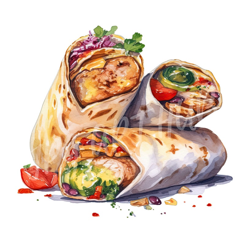 Watercolor Mexican Food Clipart Mexican Clipart Tacos - Etsy