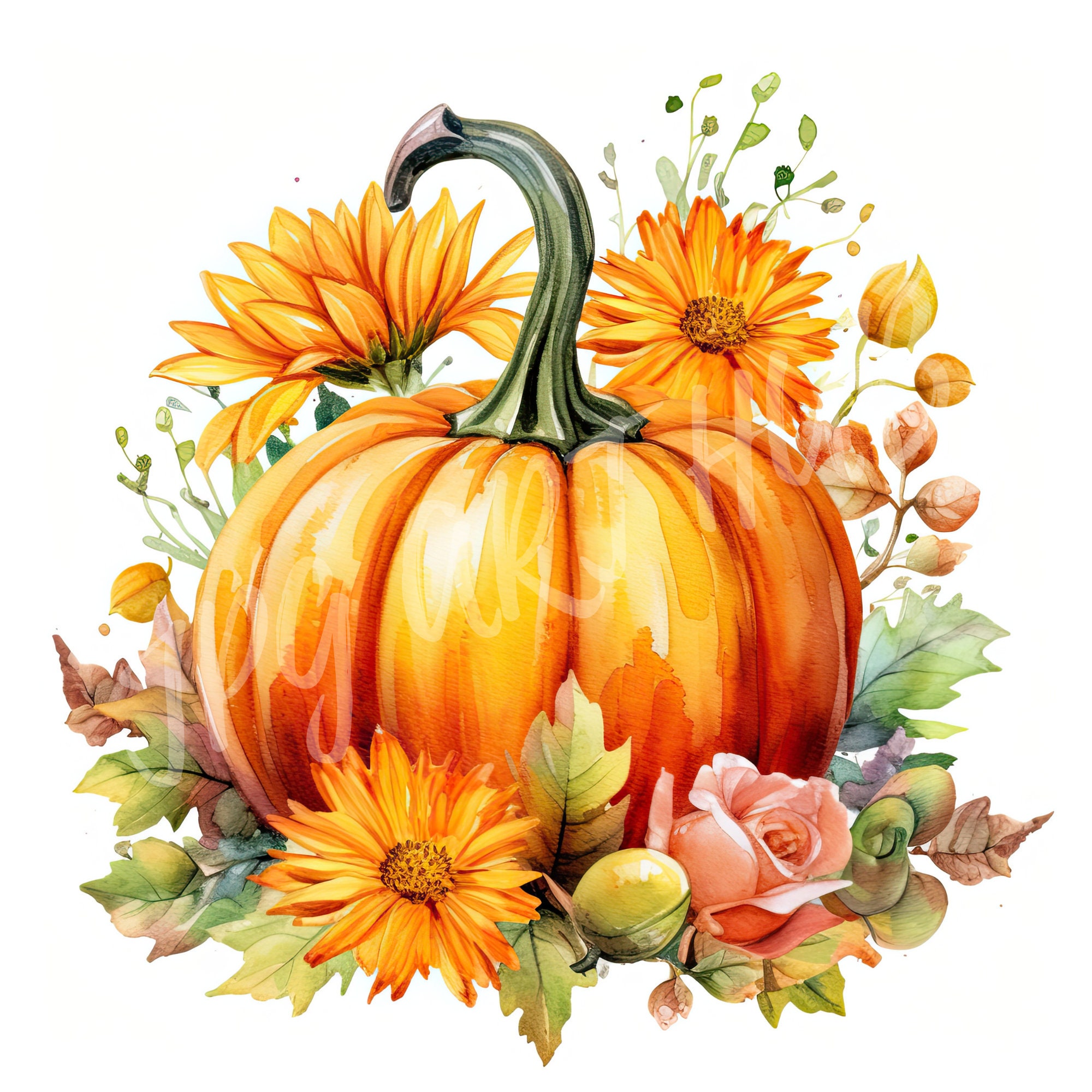 Watercolor Pumpkin Clipart, Fall Clipart Bundle, High Quality JPG ...