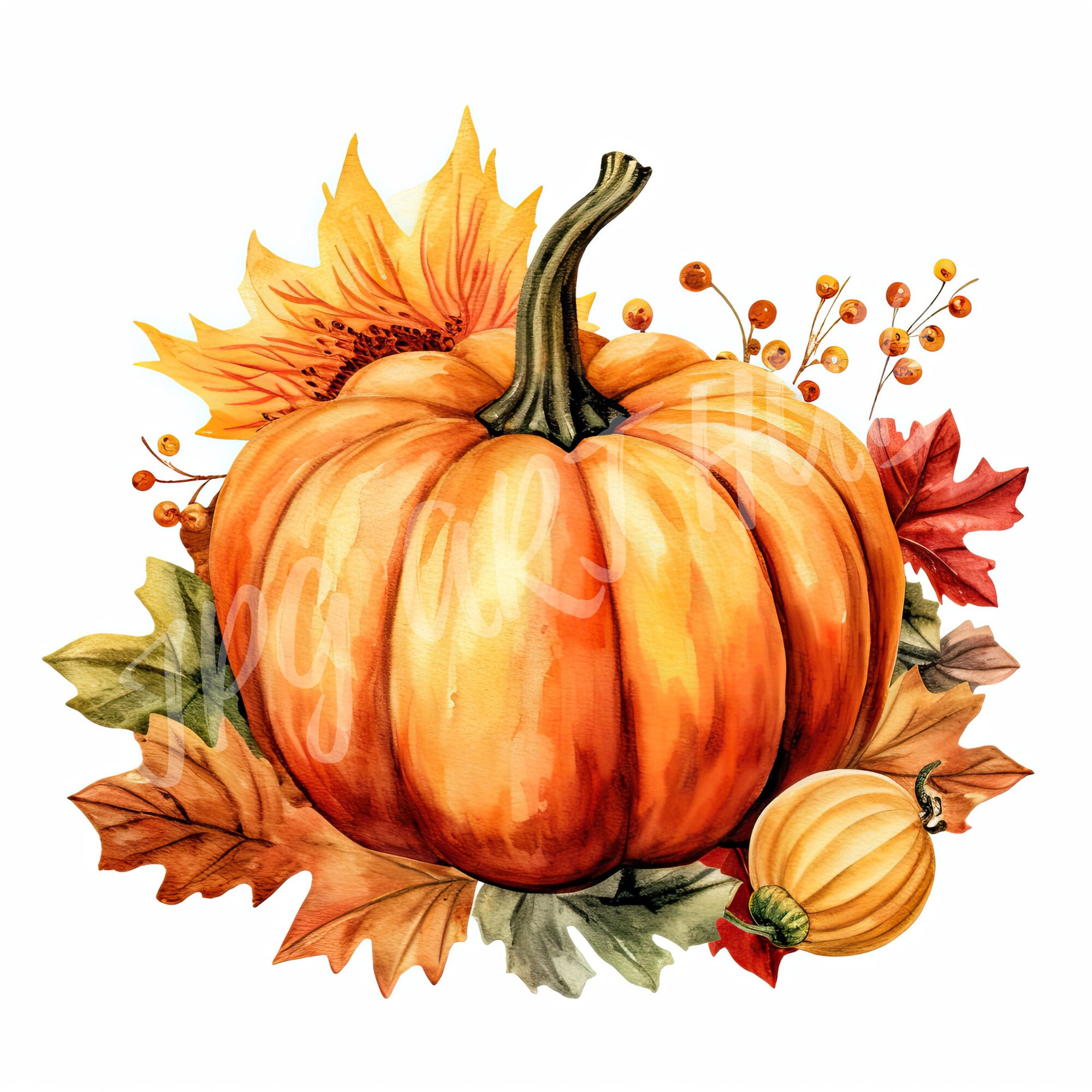 Watercolor Pumpkin Clipart, Fall Clipart Bundle, High Quality JPG ...