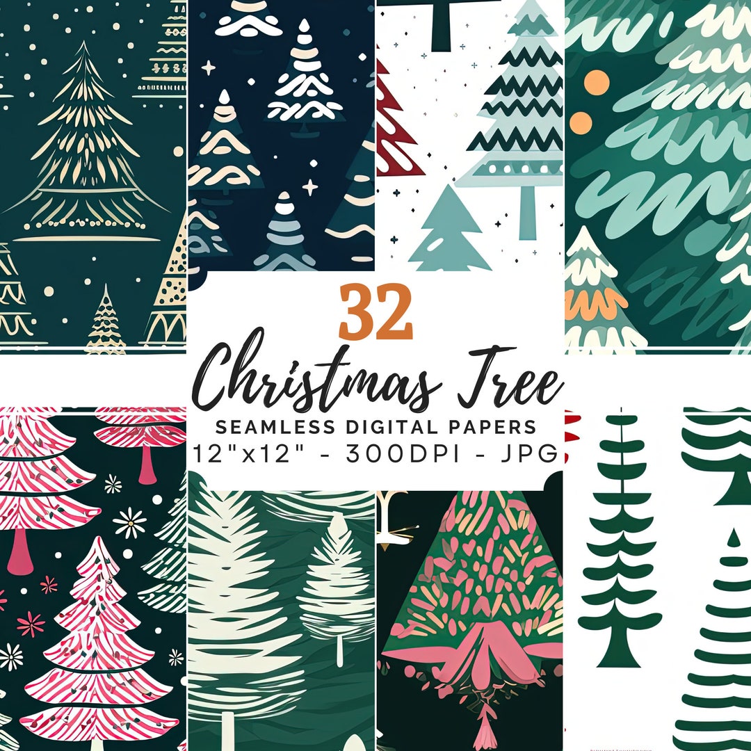 Seamless Christmas Tree Digital Paper, Christmas Seamless Pattern ...