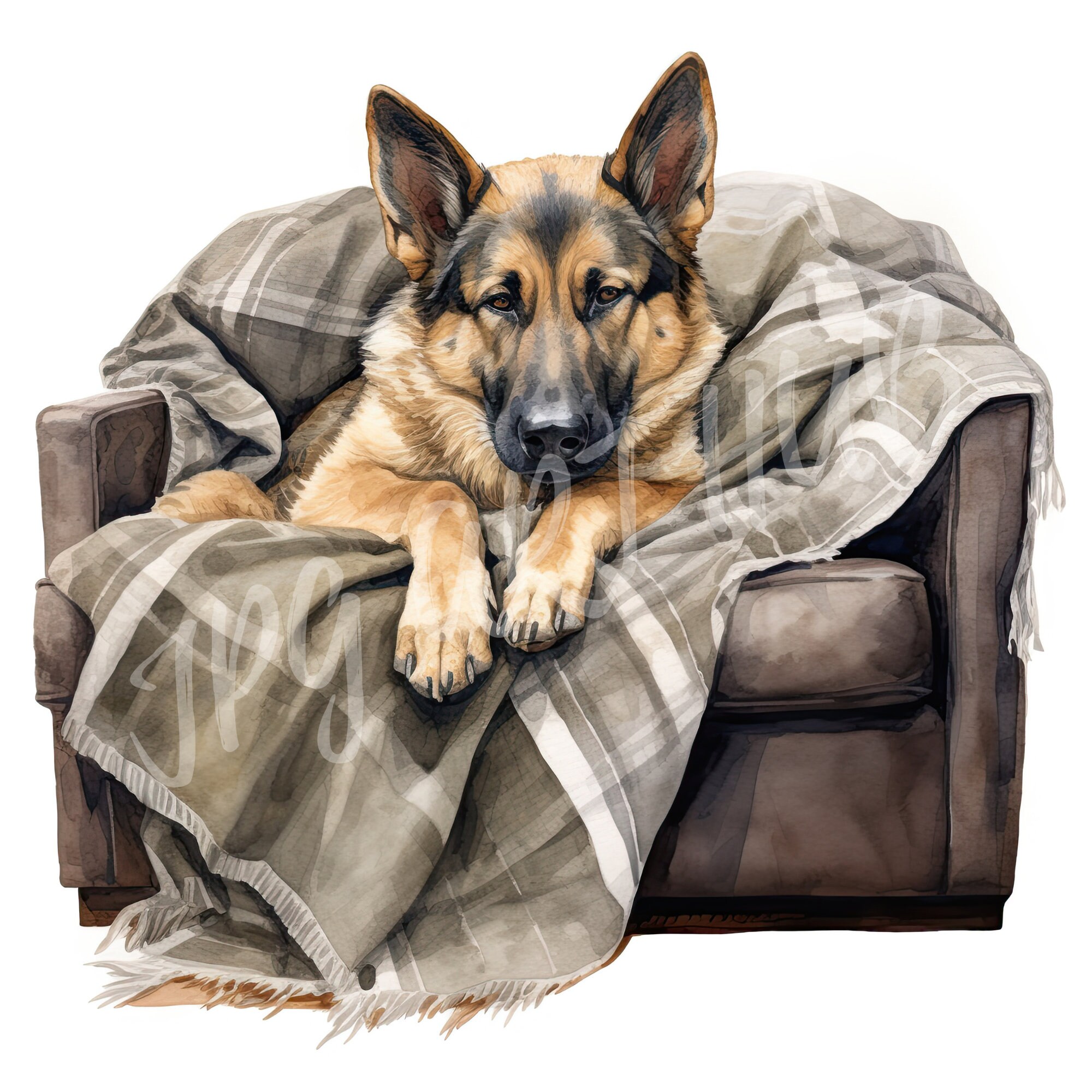 Watercolor German Shepherd Clipart High Quality JPG Digital - Etsy