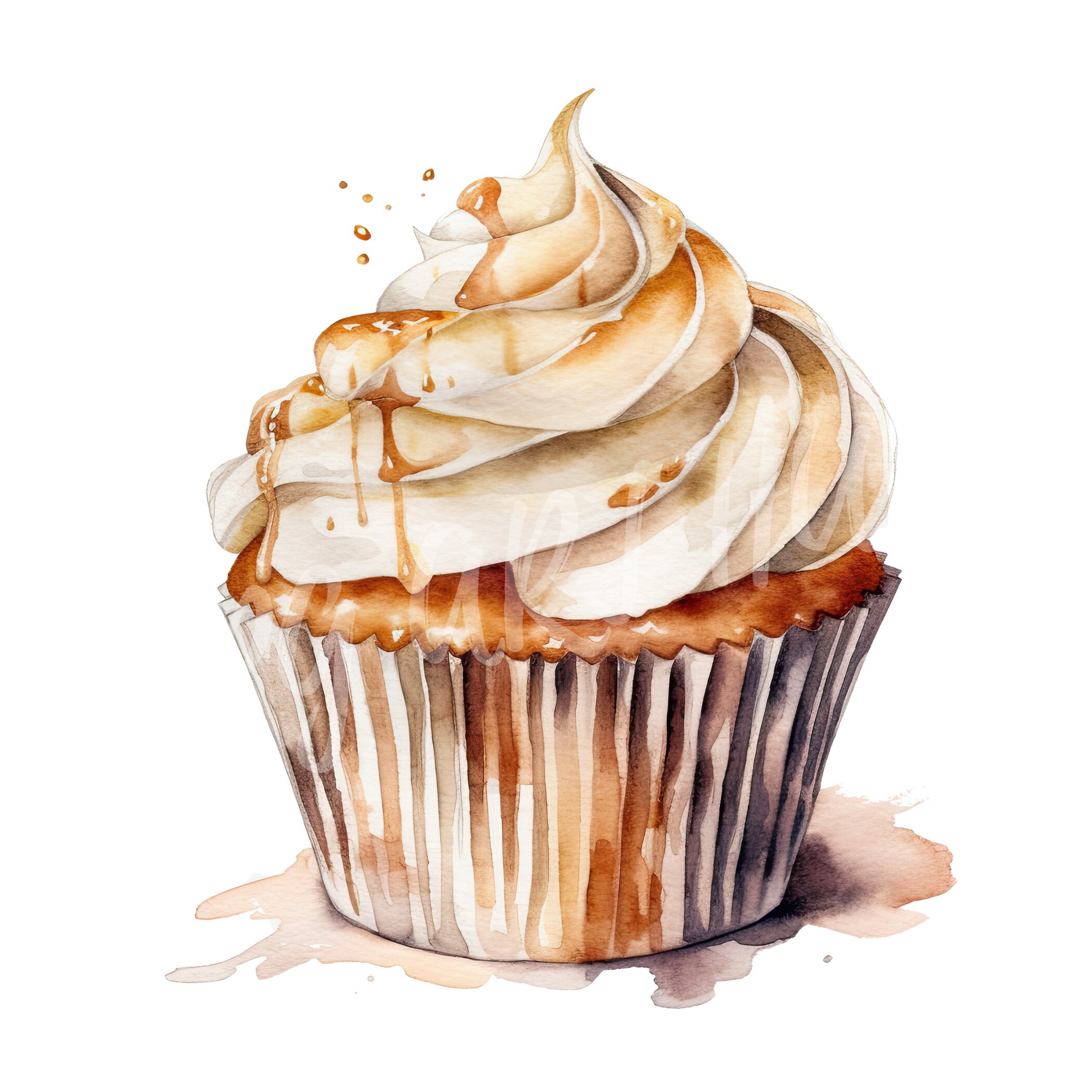Watercolor Cupcakes Clipart, Cupcake Illustration, Dessert Clipart ...