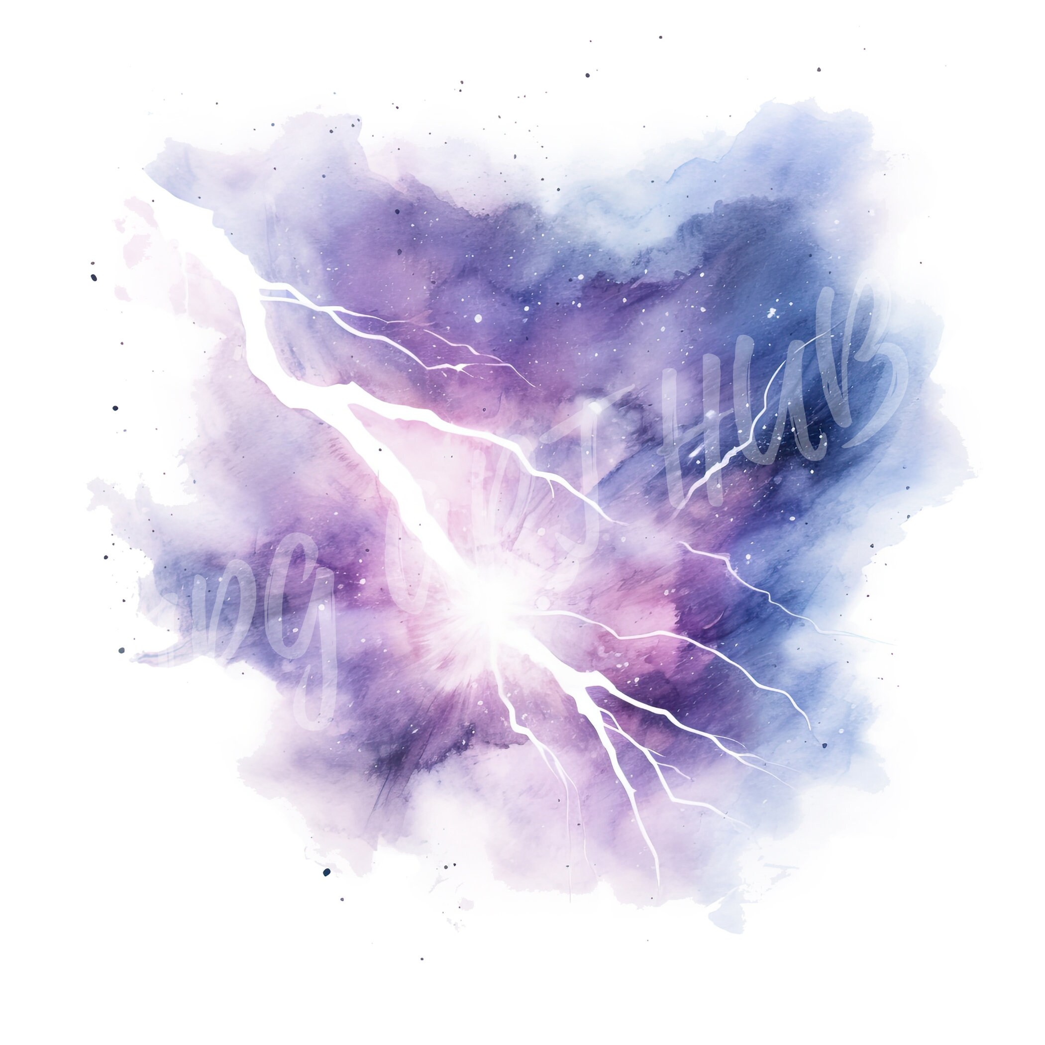 Watercolor Lightning Strike Clipart, Lightning Clipart, Digital ...