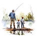 Watercolor Fishing Clipart, Summer Clipart, Camping Clipart, Digital ...
