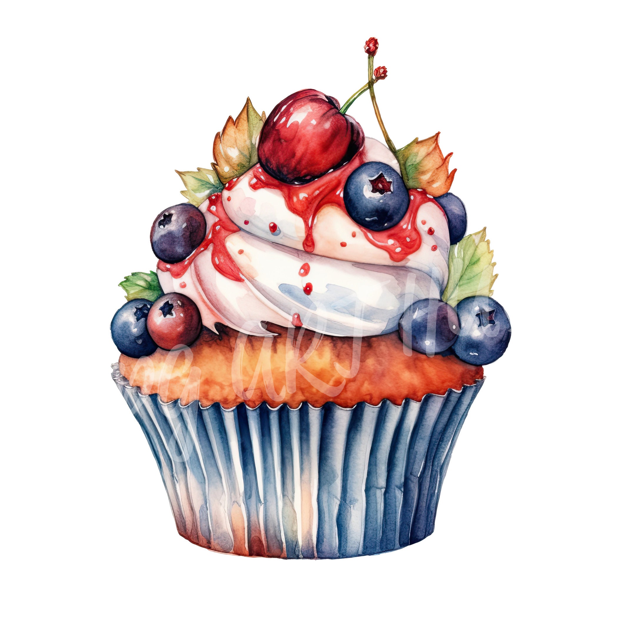 Watercolor Cupcakes Clipart, Cupcake Illustration, Dessert Clipart ...