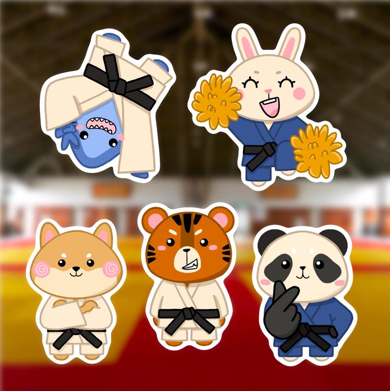 Judo, Jiujitsu, Taekwondo, Karate Animal Stickers - Etsy