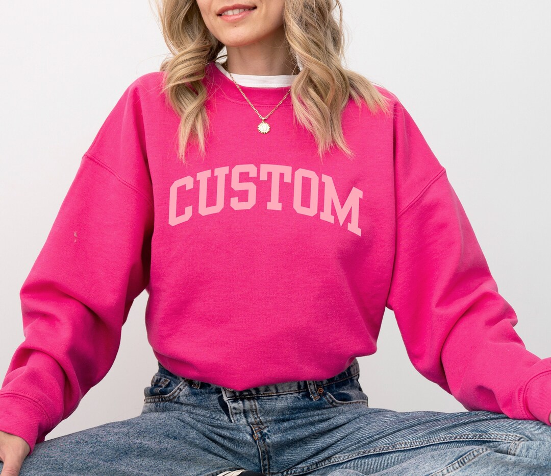 Personalized Hot Pink Sweatshirt, Custom Crewneck, Personalized Gift - Etsy