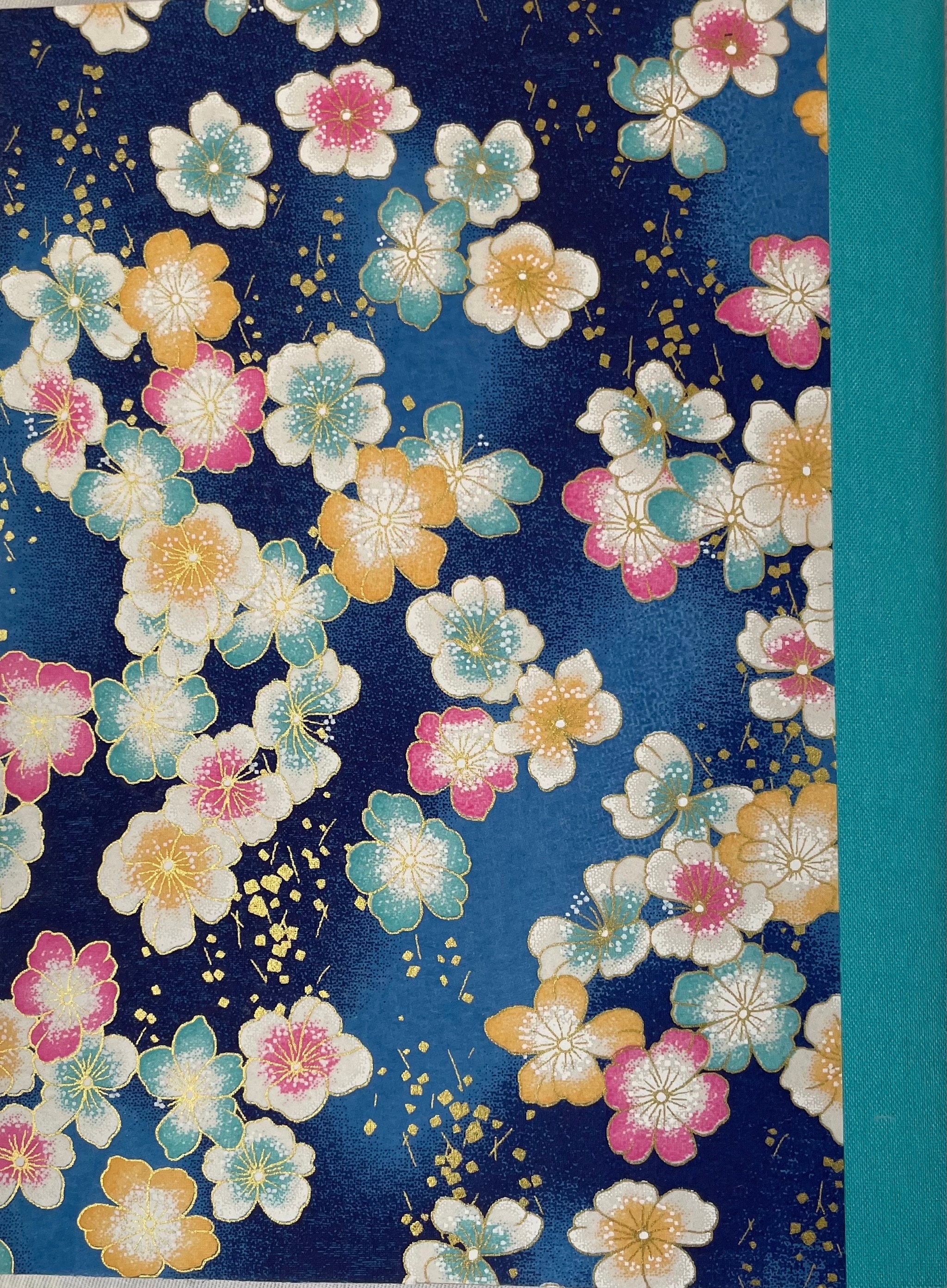 Pink, Blue and Gold Cherry Blossom Yuzen Washi Paper Journal - Etsy
