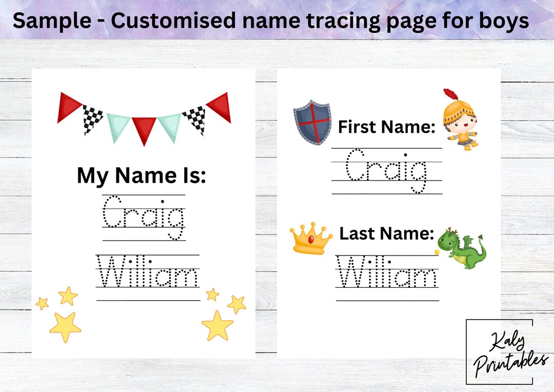 Customised Name Tracing Worksheet for Boys, Tracing Worksheet ...