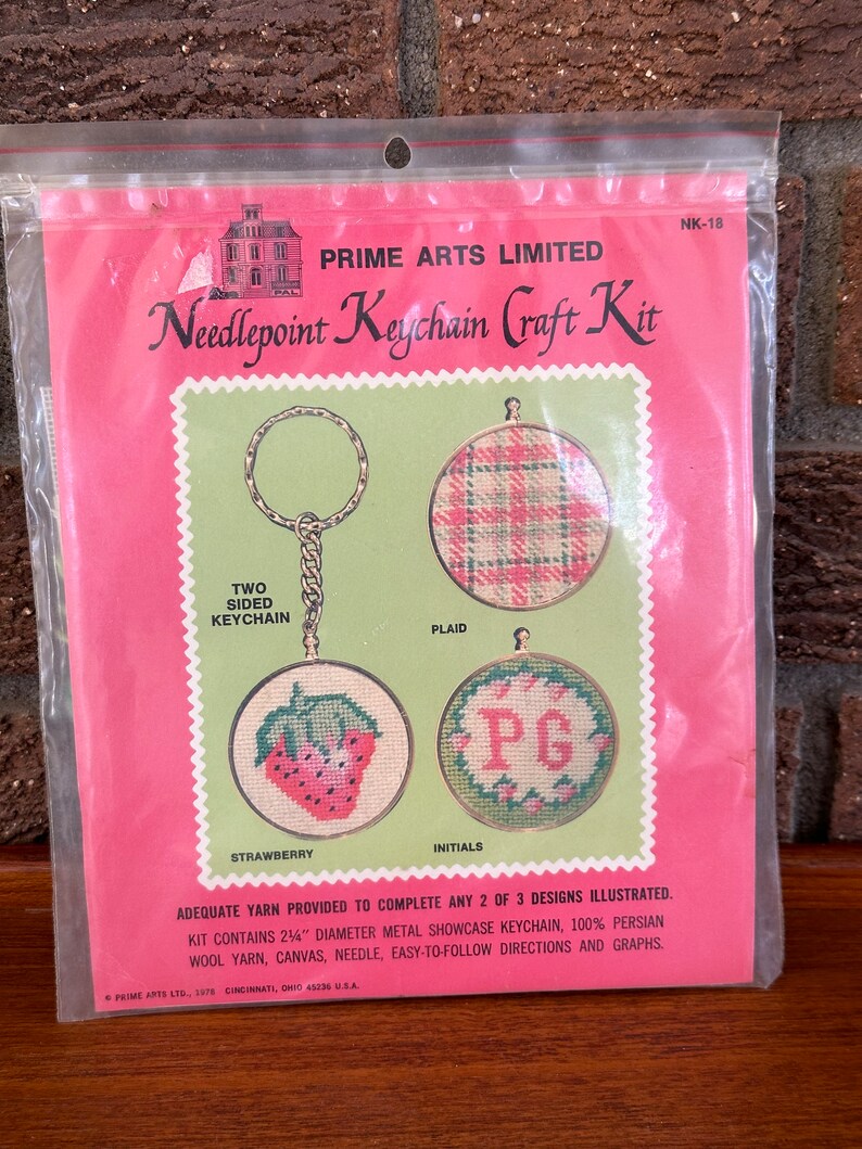 Vintage Needlepoint Strawberry Keychain Kit - Etsy