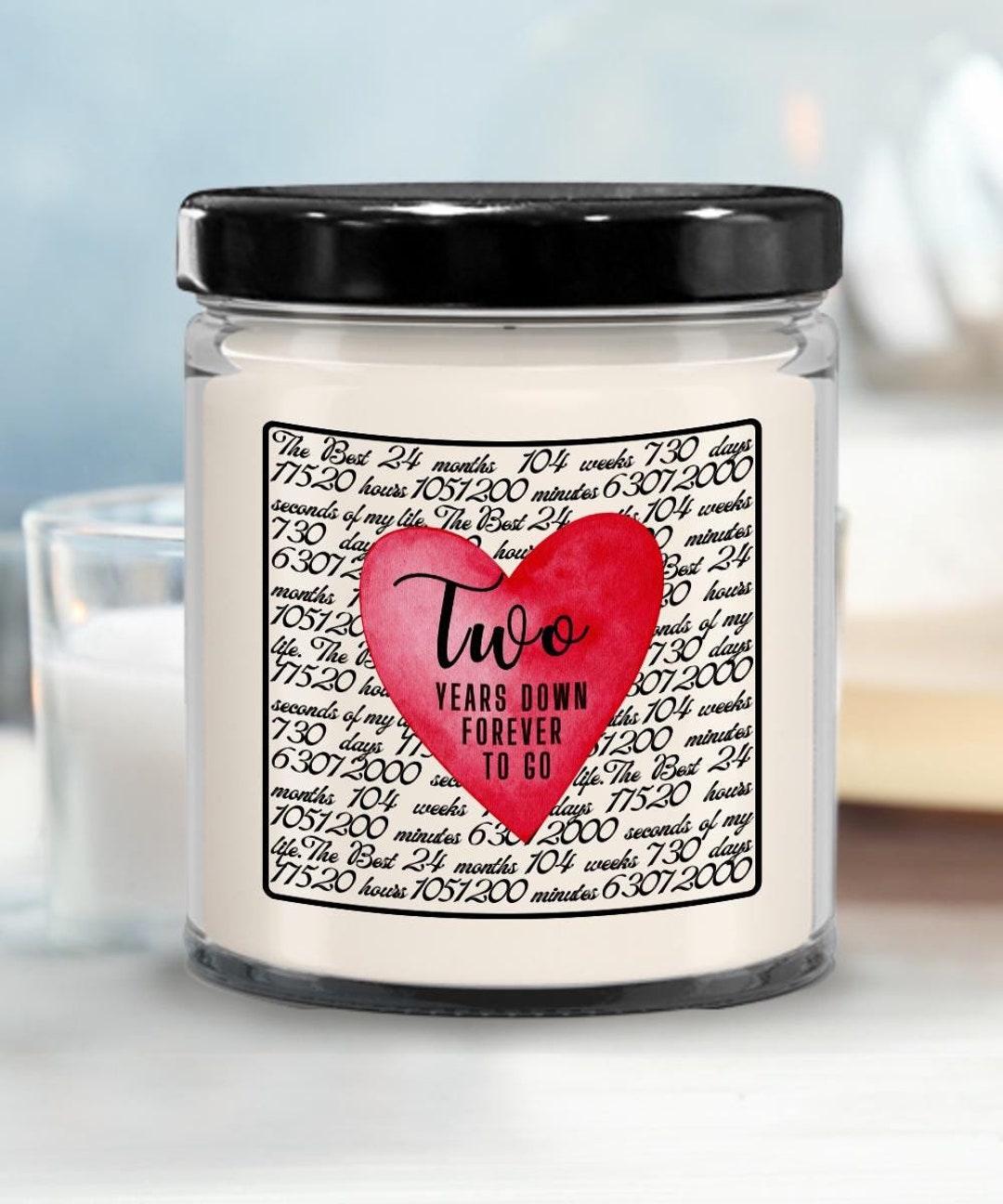 2nd Year Anniversary Candle, 2 Anniversary Gift for Her, Wife ...