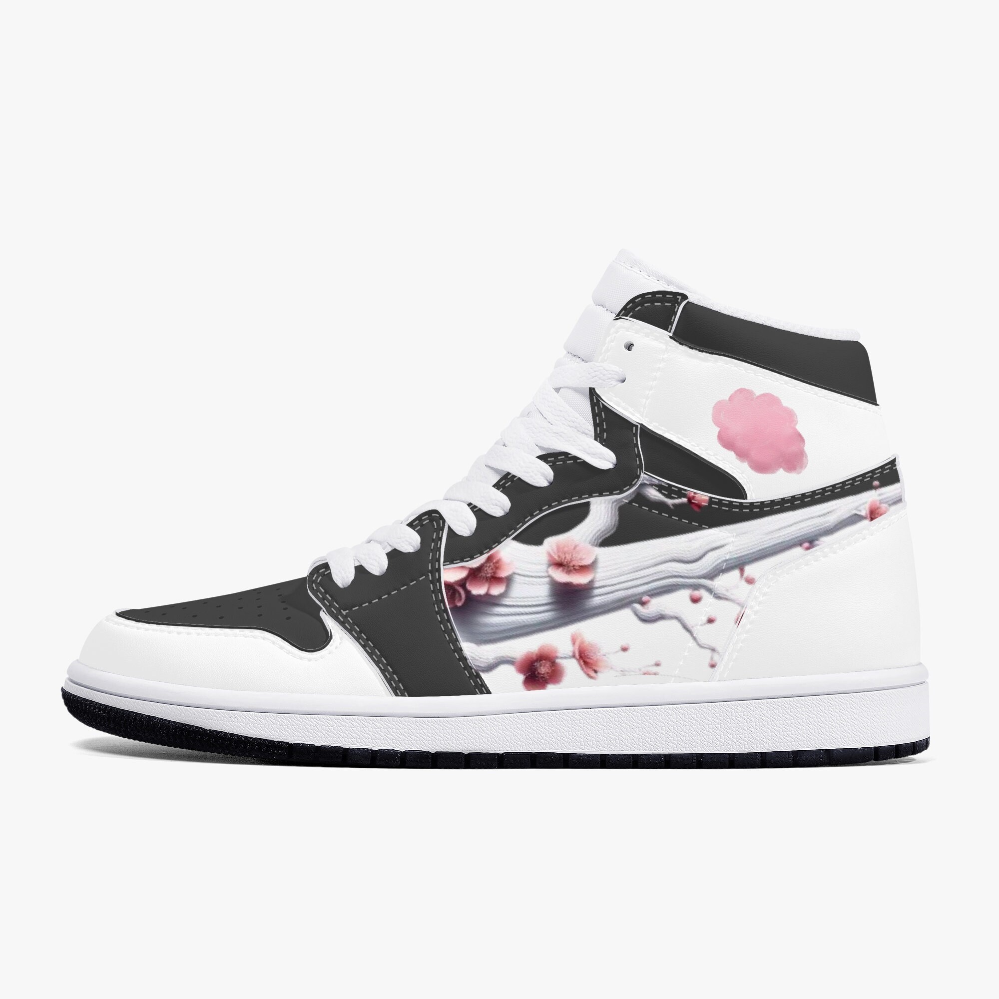 Air Force High Top Custom Cherry Blossom AJ1 Pink Black White Hi-top ...