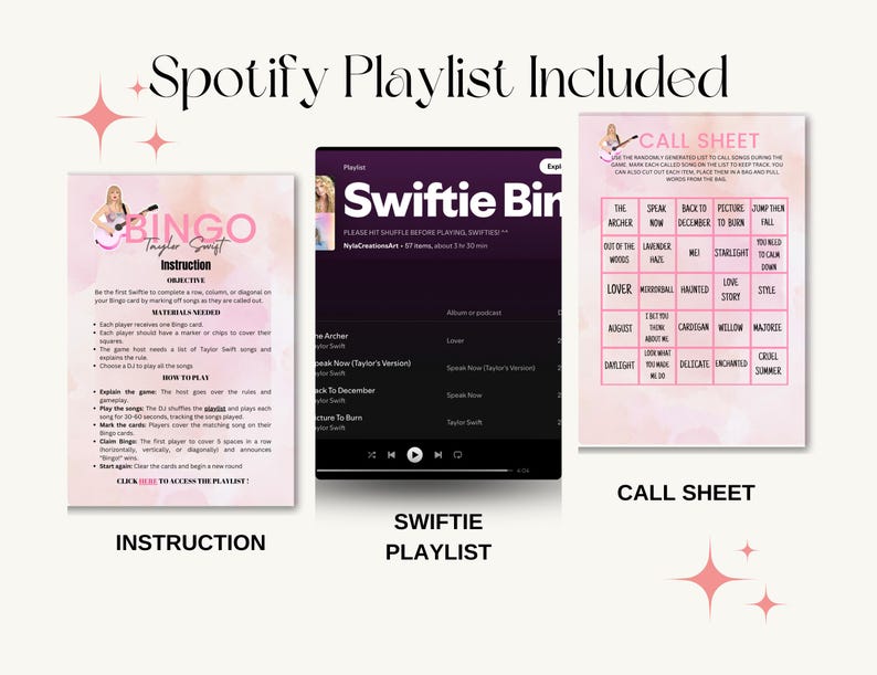 Editable Swiftie Bingo Game: Taylor Party (PDF Template) - Etsy