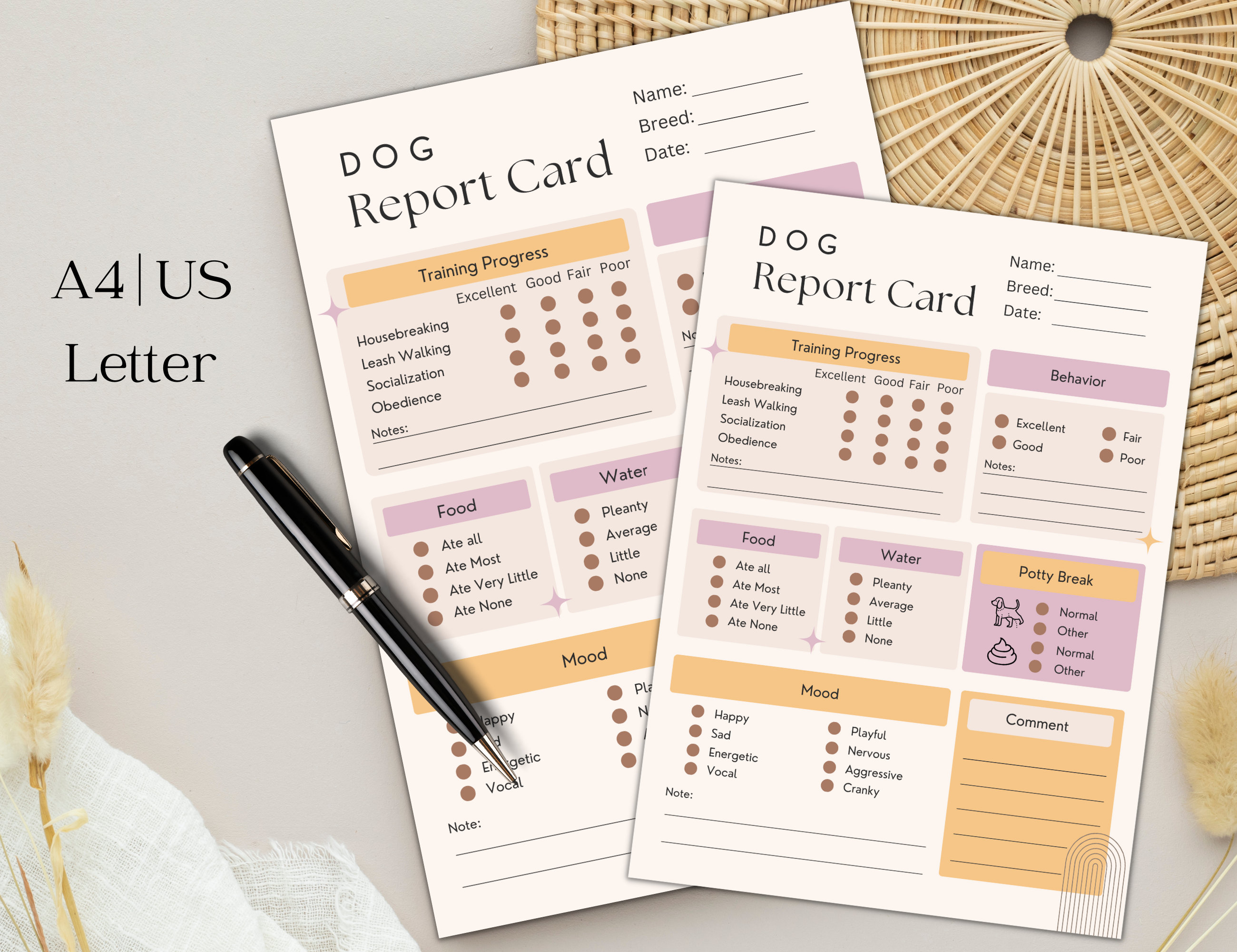 Dog Report Card, Pet Report Card, Pet Sitter, Dog Walking Report Forms ...