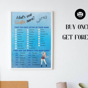What's Your Swiftie Name Poster, Swiftie Party Games, Taylor Party Game ...