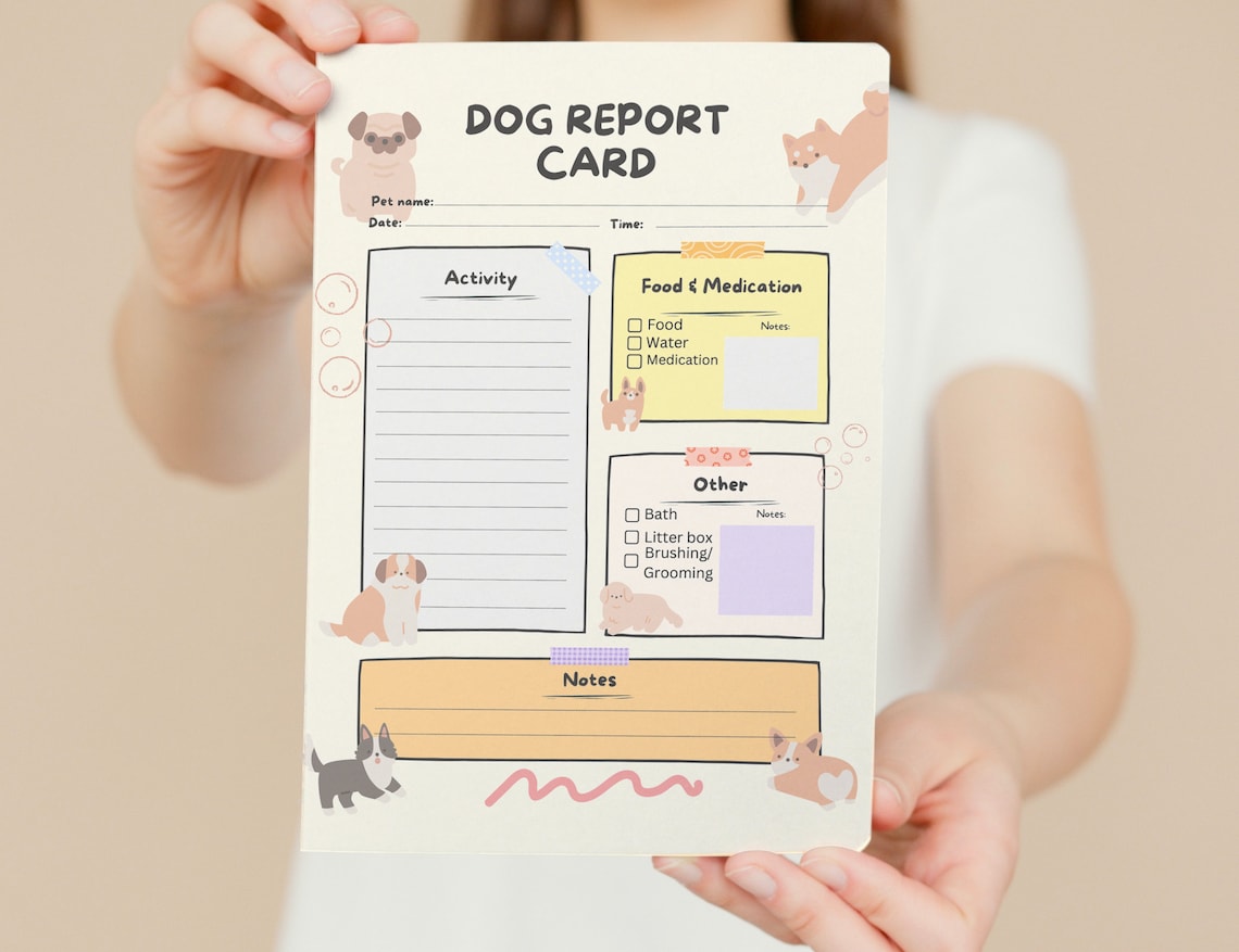 Dog Report Card, Pet Report Card, Dog Report Template, Dog Walking ...