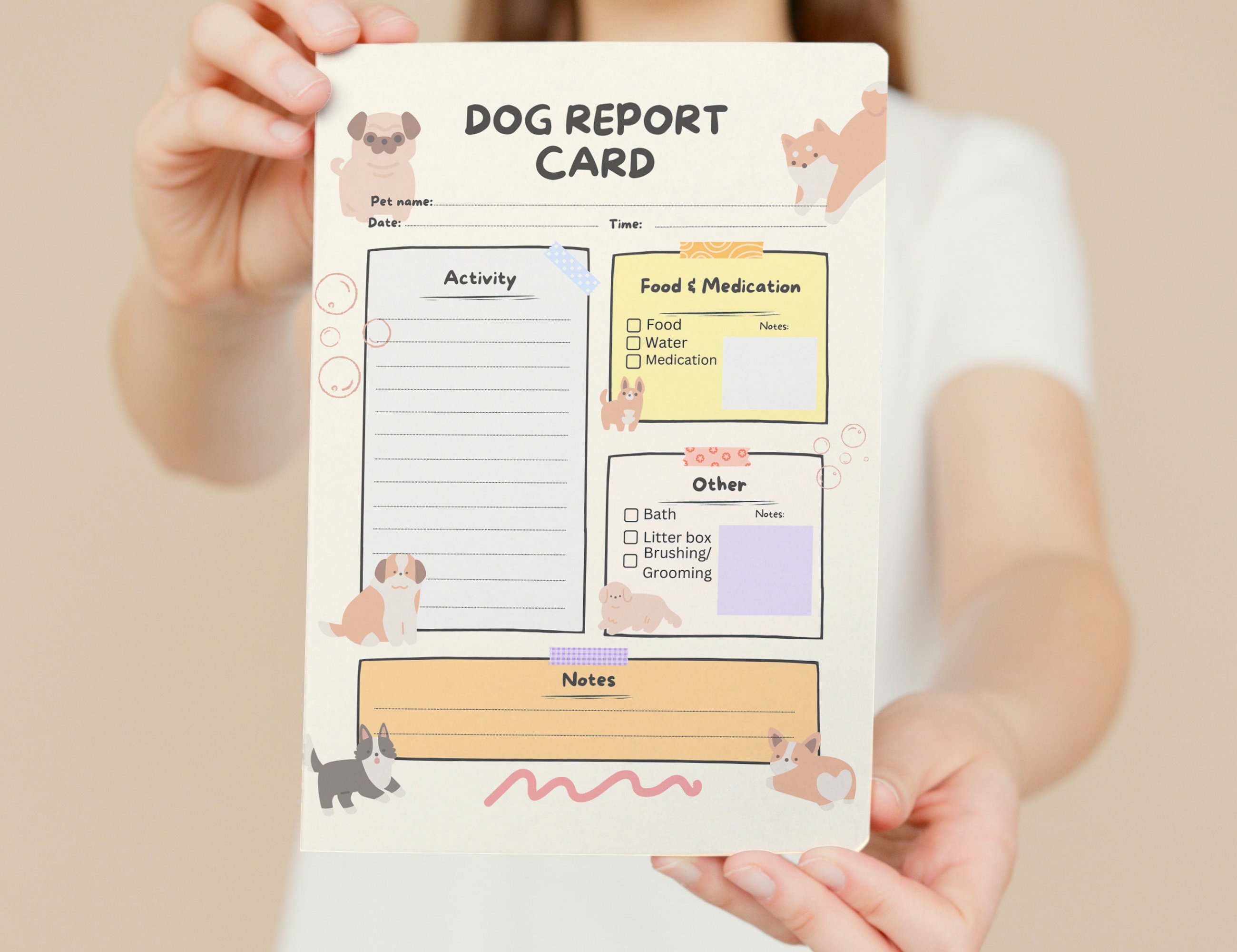 Dog Report Card, Pet Report Card, Dog Report Template, Dog Walking ...