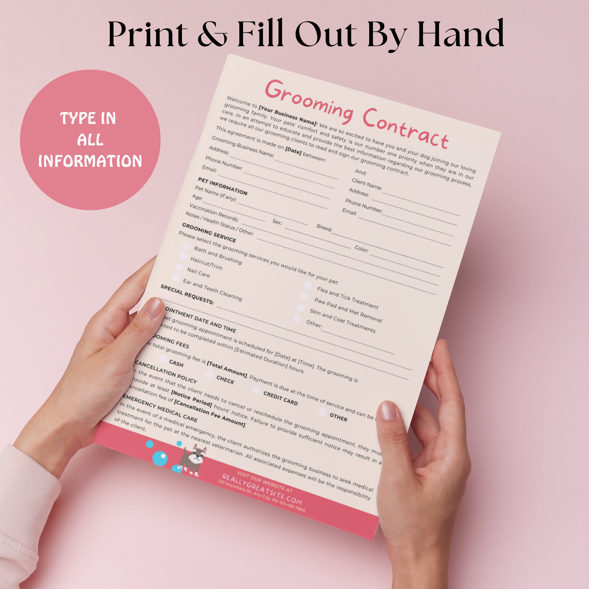 Dog Grooming Contract Template: Pet Salon Agreement (canva, Editable ...