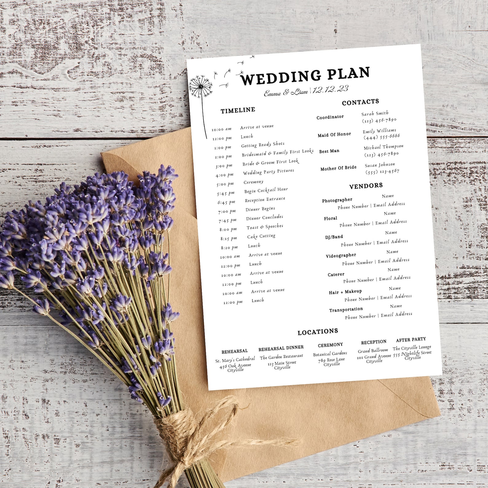 Editable Wedding Day Timeline Template Wedding Schedule Itinerary ...