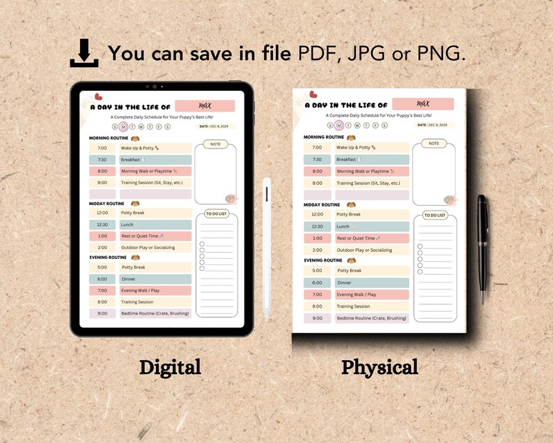 Editable Daily Puppy Schedule Daily Dog Routine Puppy Planner Puppy ...