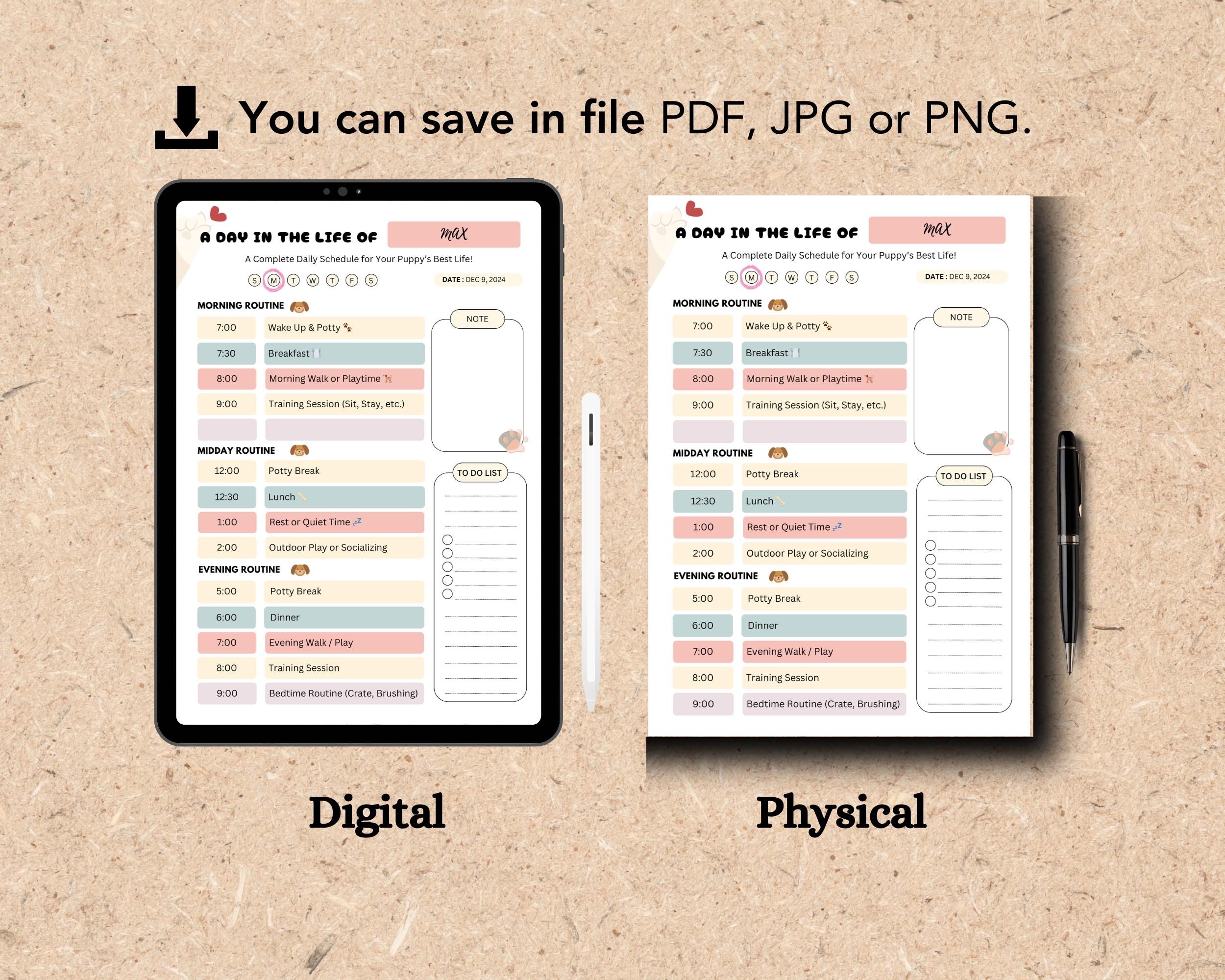 Editable Daily Puppy Schedule Daily Dog Routine Puppy Planner Puppy ...