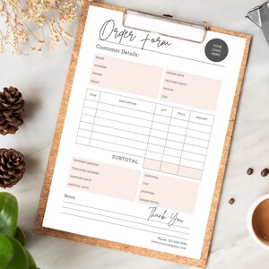 Pink and White Order Form Template, Custom Order Form, Order Form ...