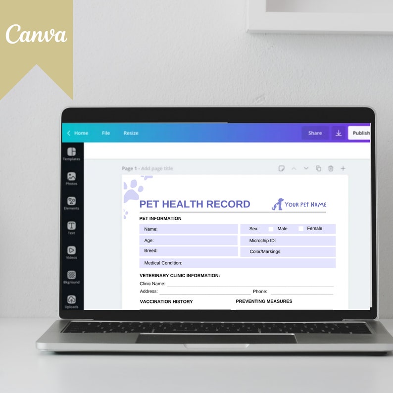 Pet Health Record Printable: Dog & Cat Health Tracker (PDF Editable) - Etsy