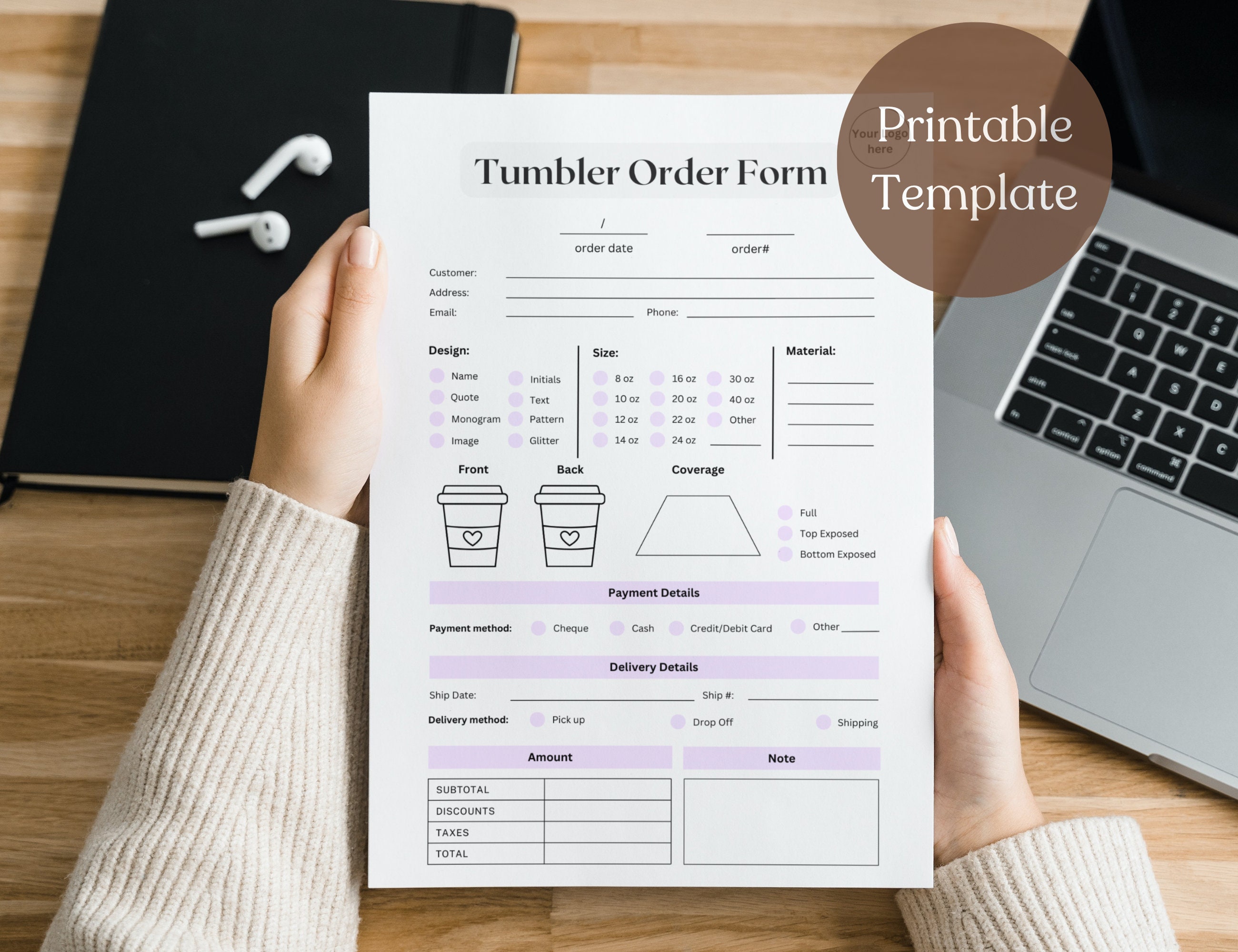 EDITABLE TUMBLER ORDER Form Template, Custom Tumbler Order Form ...