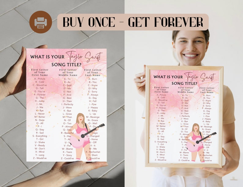 Swiftie Name Game Poster: Taylor Party, Teen/bridal Shower (PDF) - Etsy