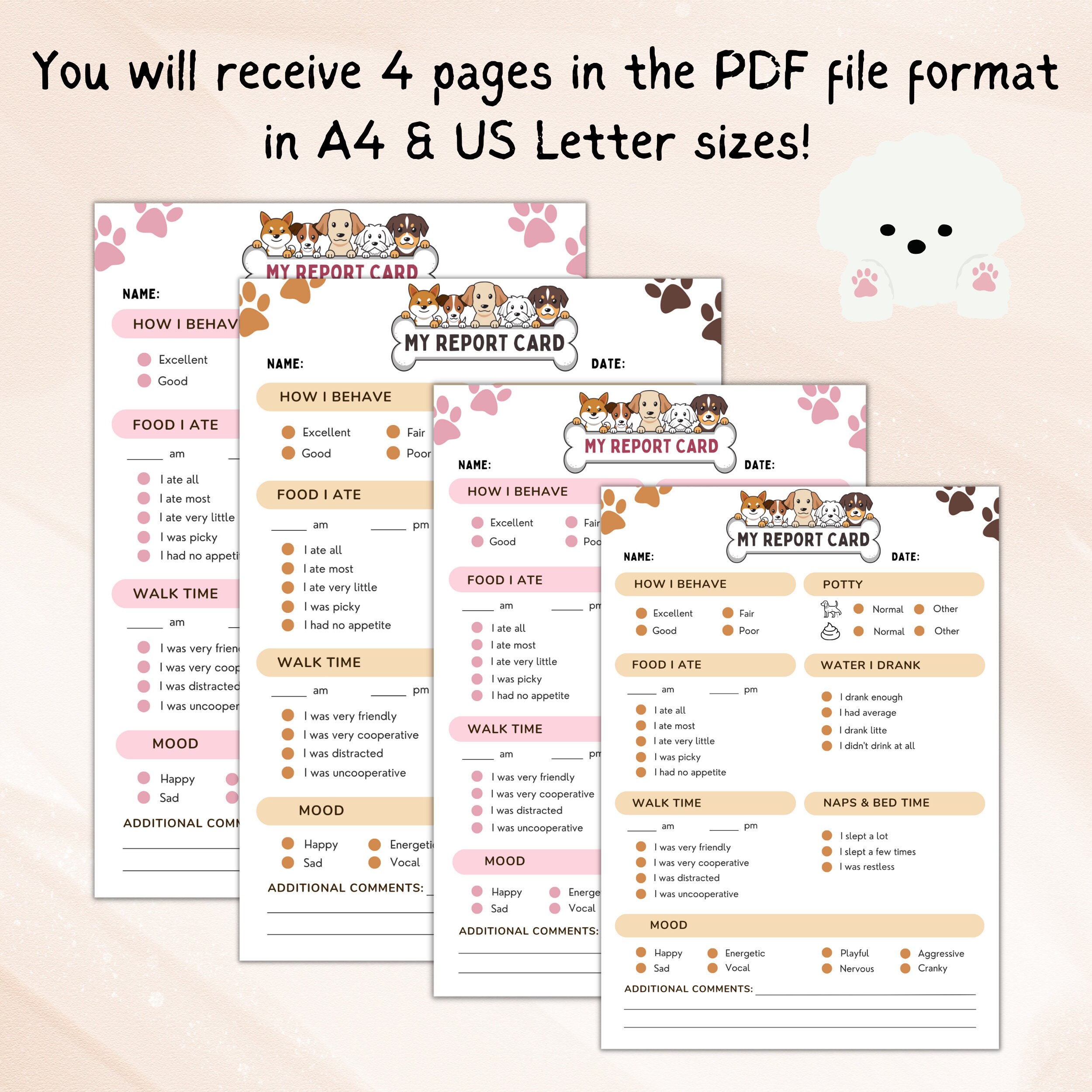 Dog Boarding Report Card: Pet Sitter Form (canva Template) - Etsy