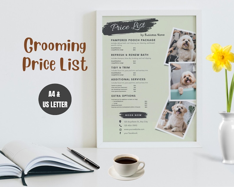 Editable Dog Grooming Price List Template: Pet Salon Sign (canva) - Etsy