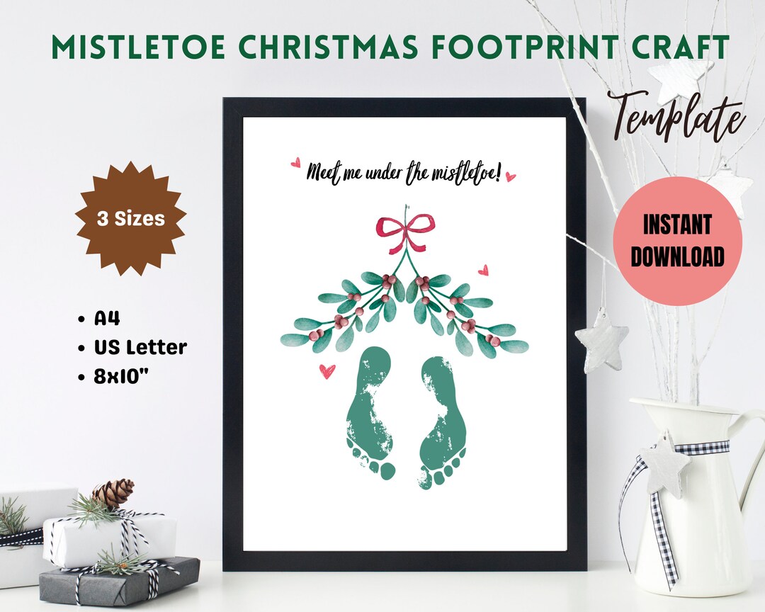 Mistletoe Christmas Handprint Footprint Art Craft, Holiday Craft ...