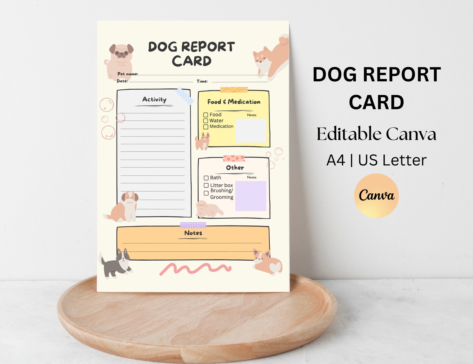 Dog Report Card, Pet Report Card, Dog Report Template, Dog Walking ...