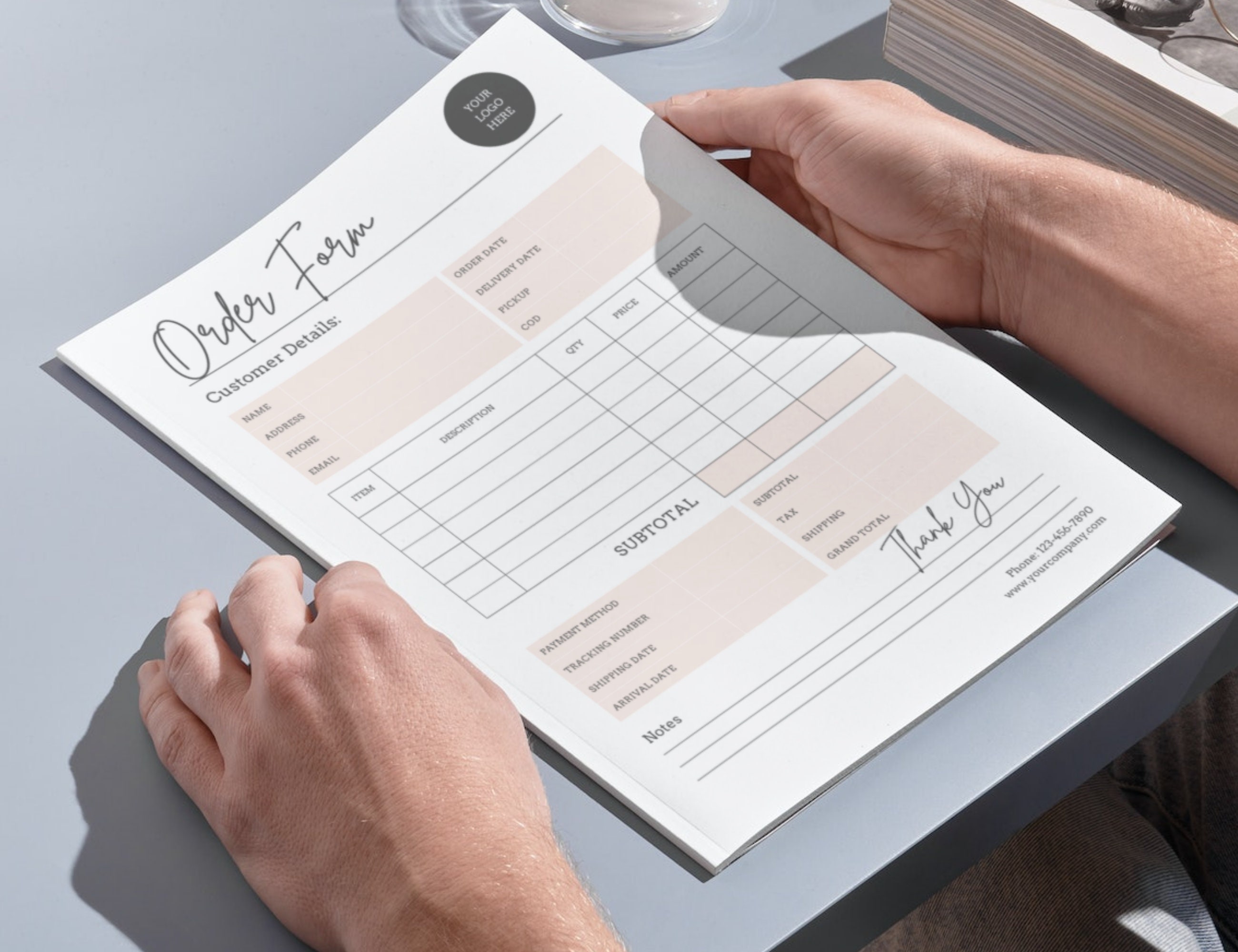 Pink and White Order Form Template, Custom Order Form, Order Form ...