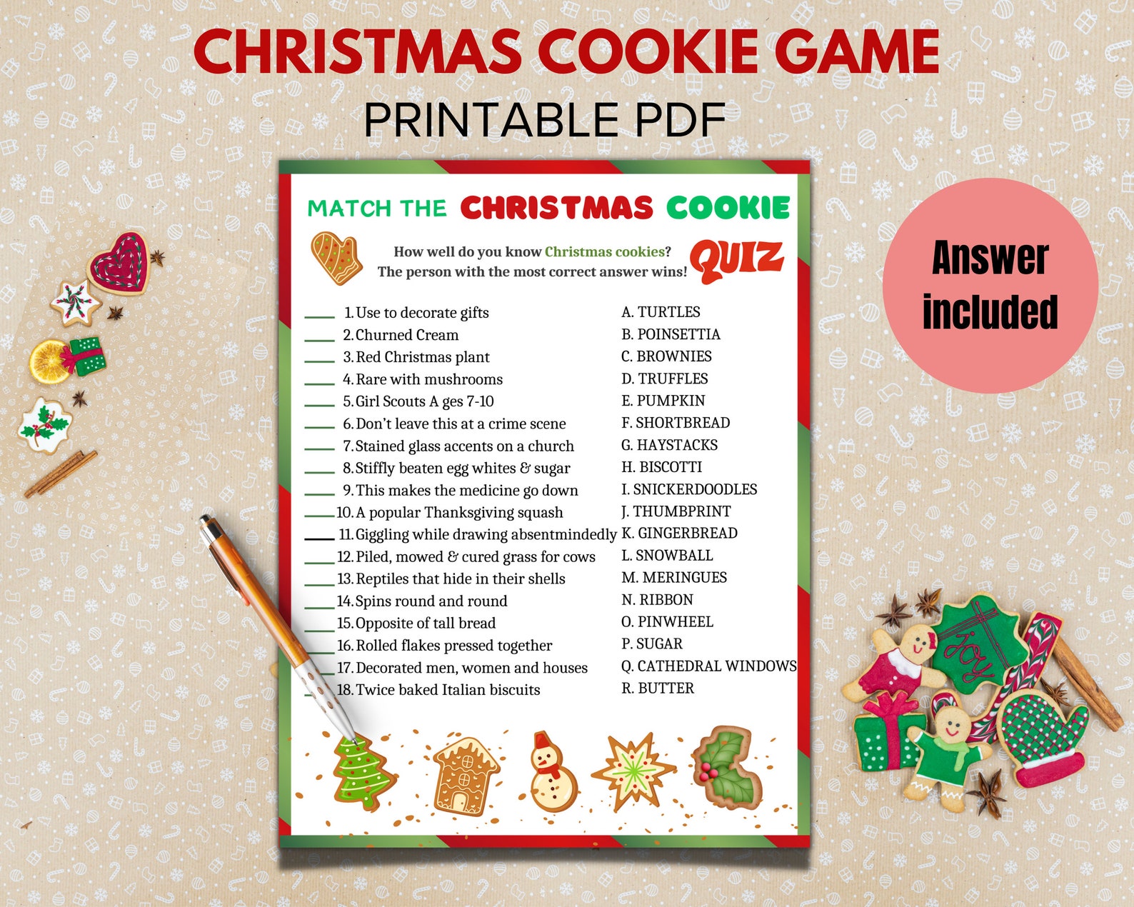 Christmas Cookie Game, Xmas Cookie Game, Christmas Family Game ...