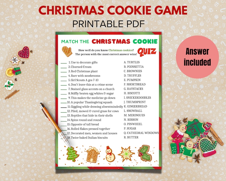 Christmas Cookie Game, Xmas Cookie Game, Christmas Family Game ...