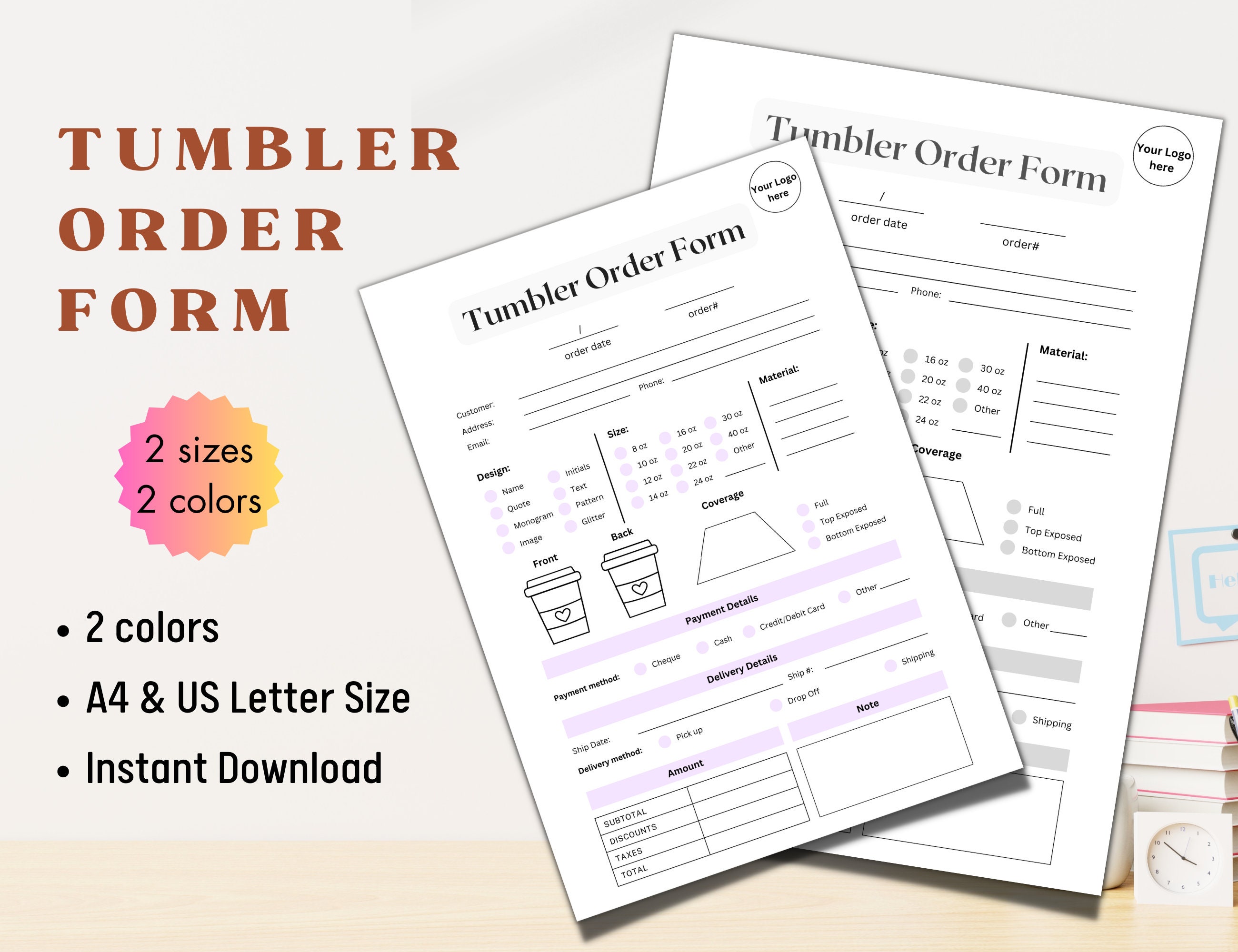 EDITABLE TUMBLER ORDER Form Template, Custom Tumbler Order Form ...
