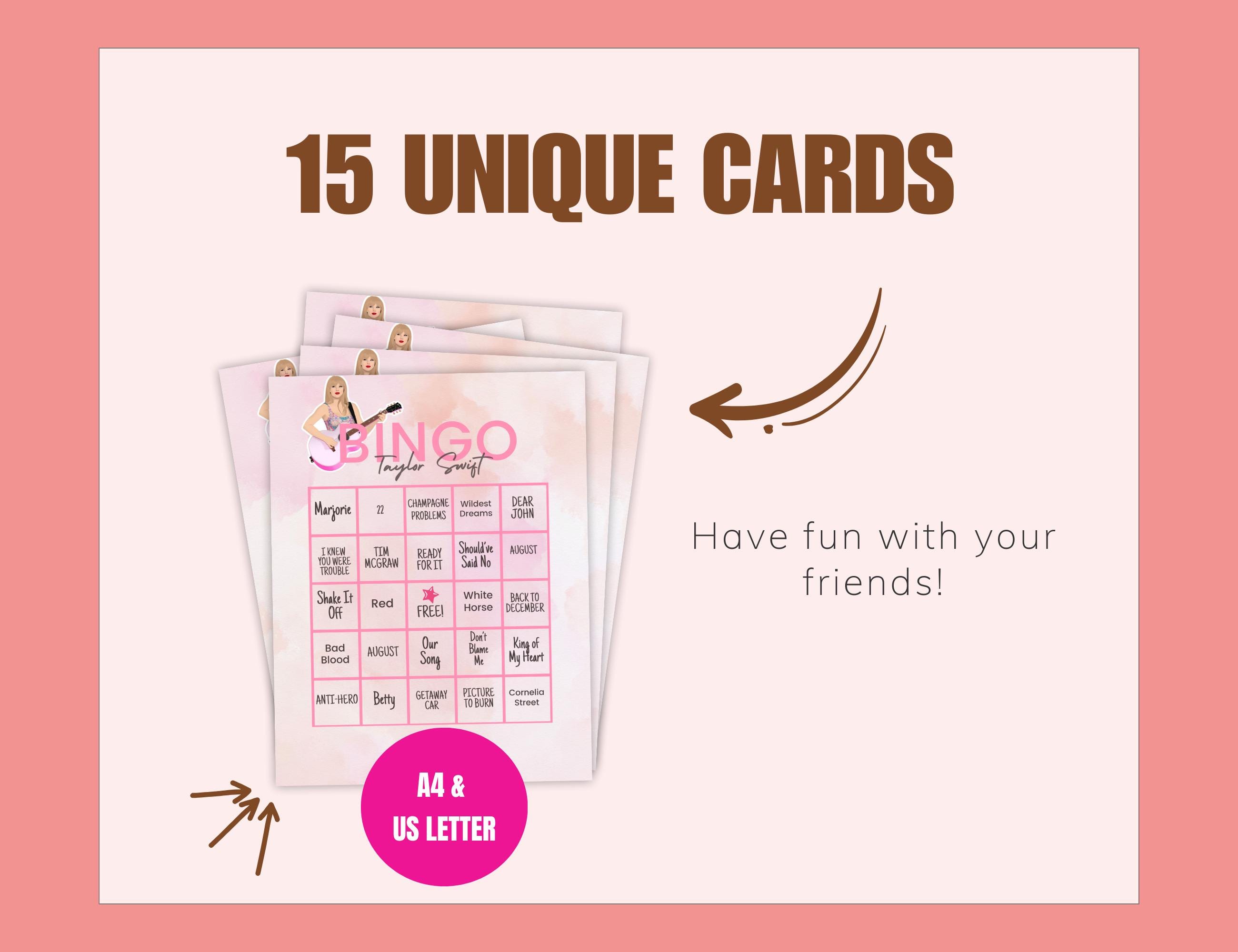 Editable Swiftie Bingo Game: Taylor Party (PDF Template) - Etsy