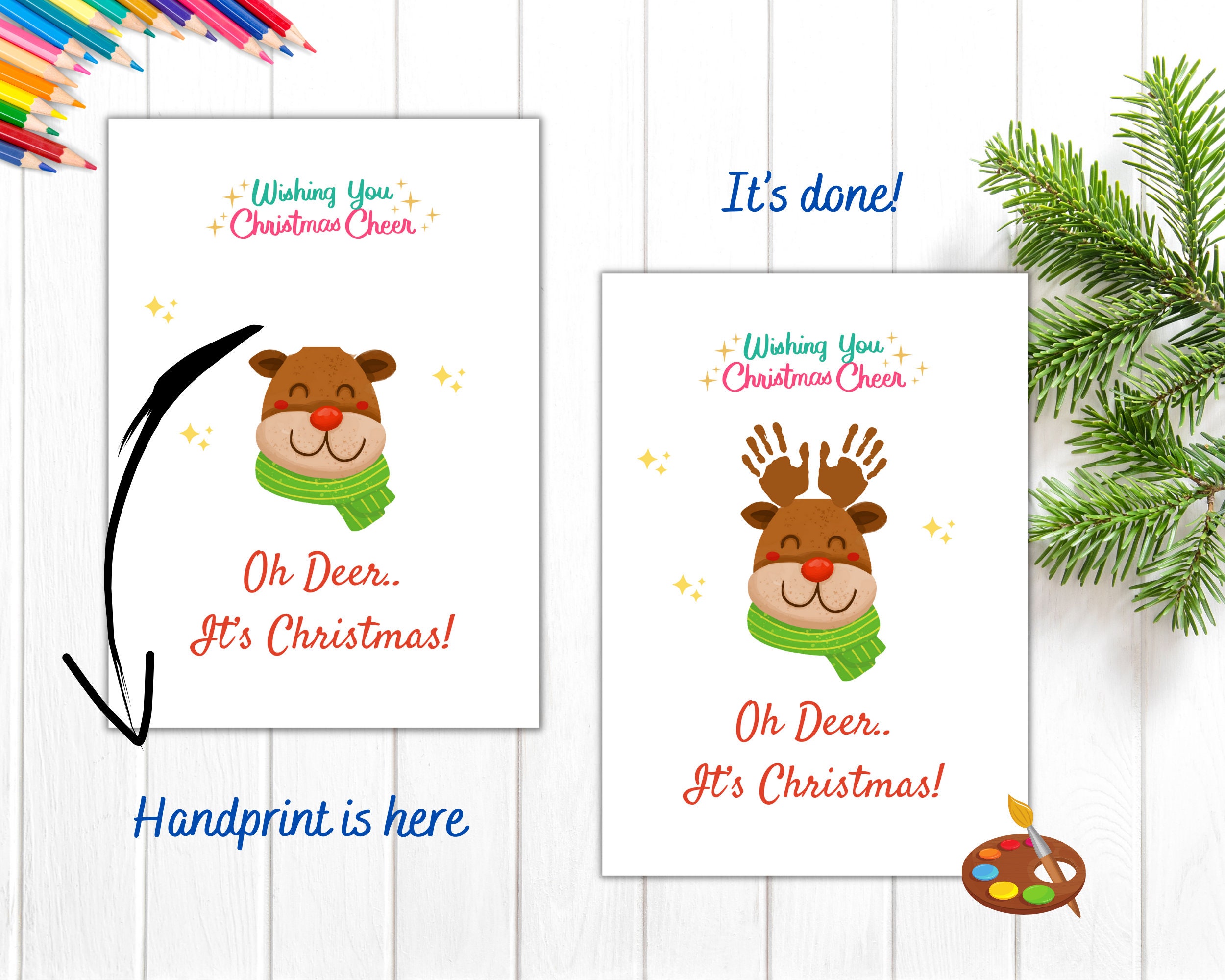 Oh Deer Handprint Crafts, Printable Footprint Art, Daycare Preschool ...