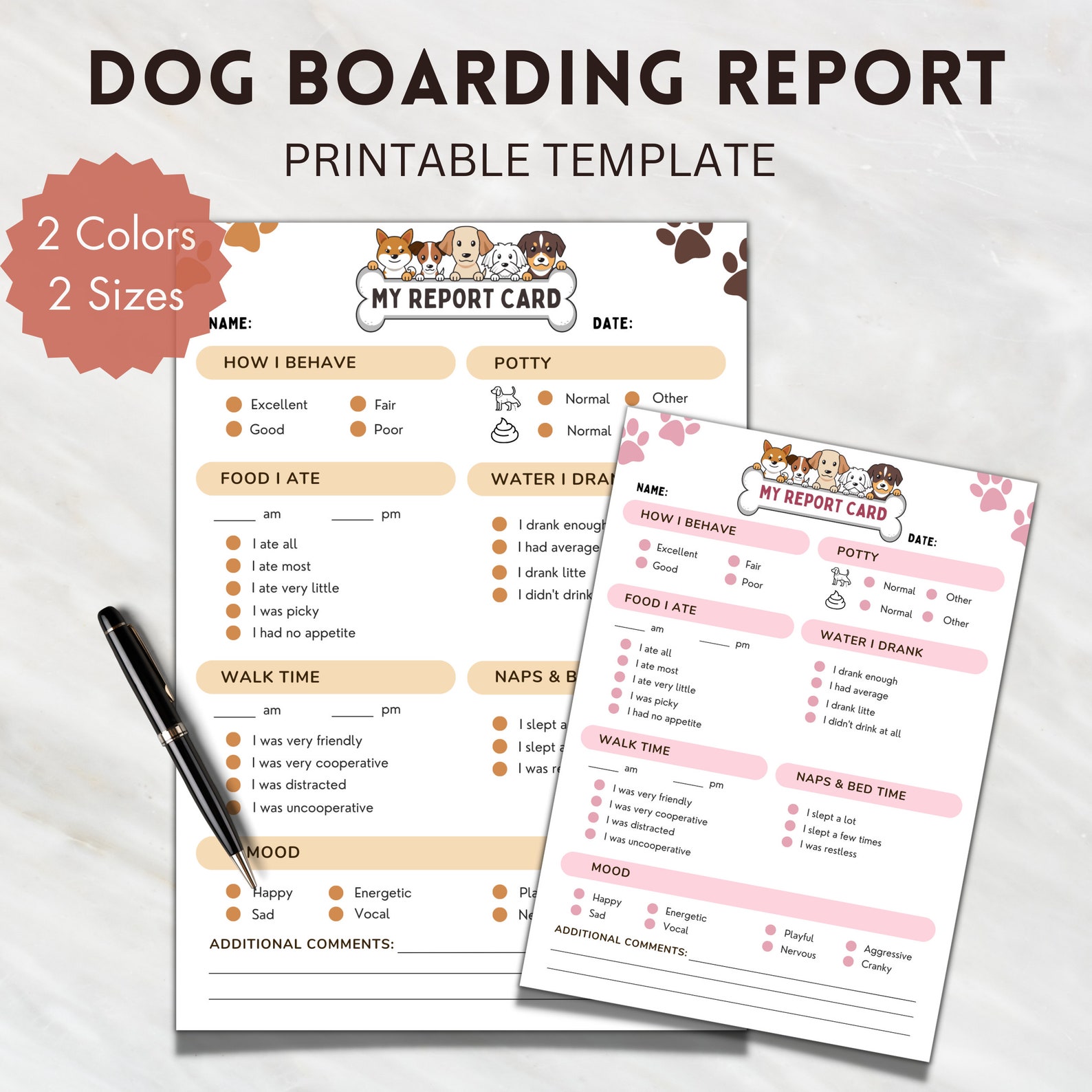 Dog Boarding Report Card: Pet Sitter Form (canva Template) - Etsy