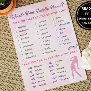 What's Your Swiftie Name Poster, Swiftie Party Games, Taylor Party Game ...