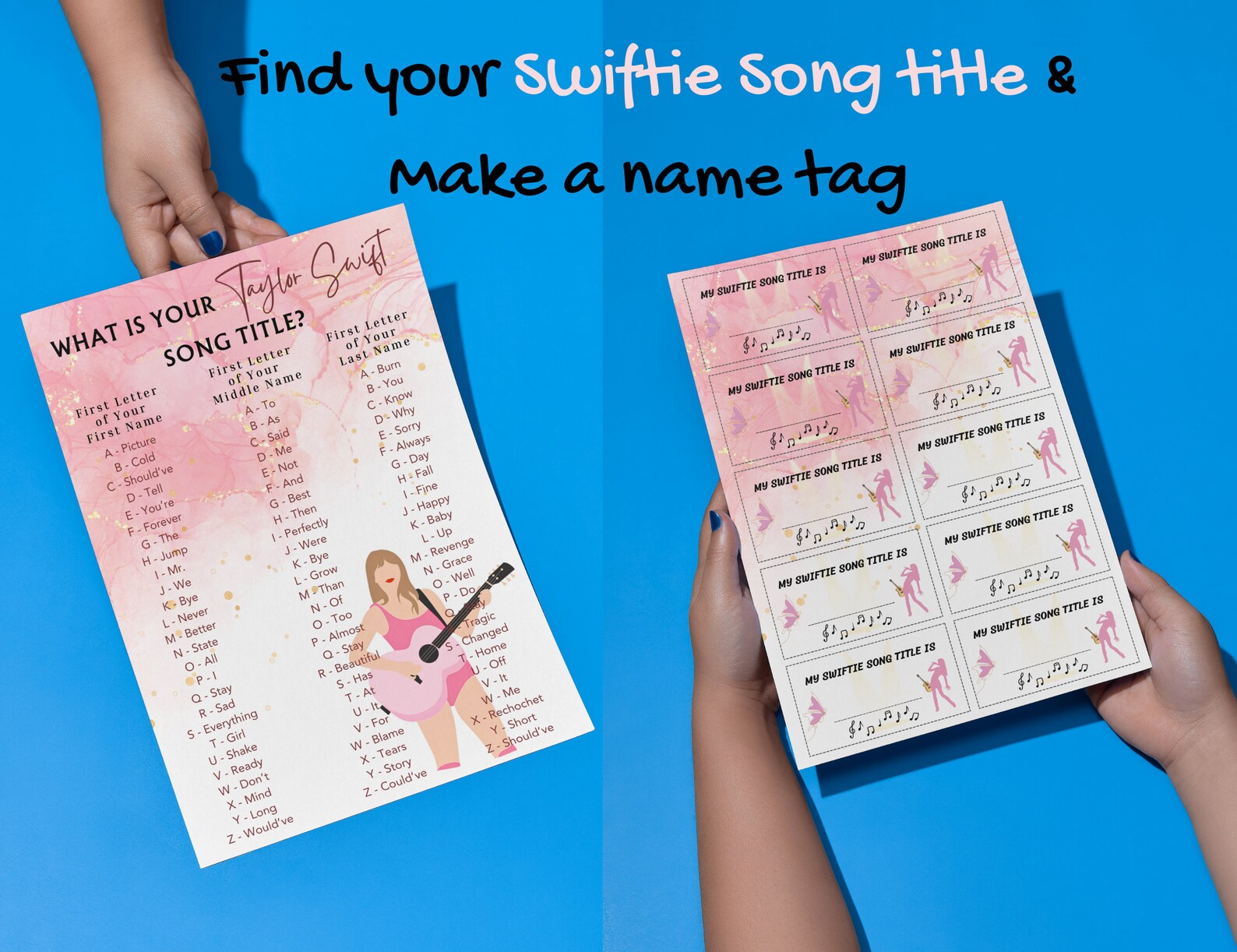 What's Your Swiftie Name Poster Song Title Swiftie Party Games Taylor ...