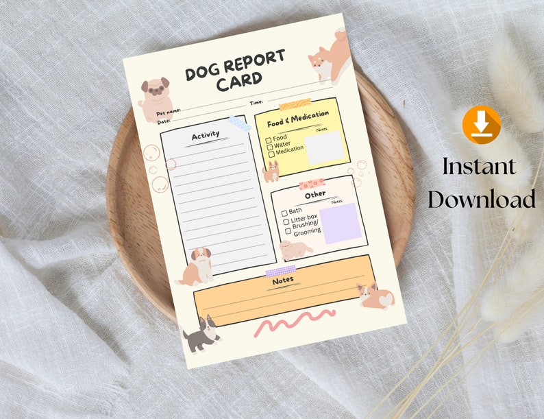 Dog Report Card, Pet Report Card, Dog Report Template, Dog Walking ...