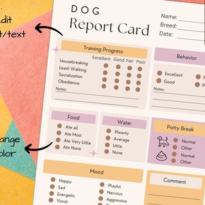 Dog Report Card, Pet Report Card, Pet Sitter, Dog Walking Report Forms ...