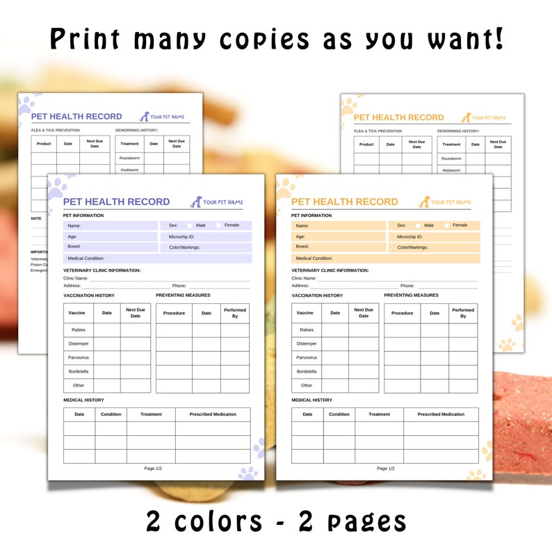 Pet Health Record Printable: Dog & Cat Health Tracker (PDF Editable) - Etsy