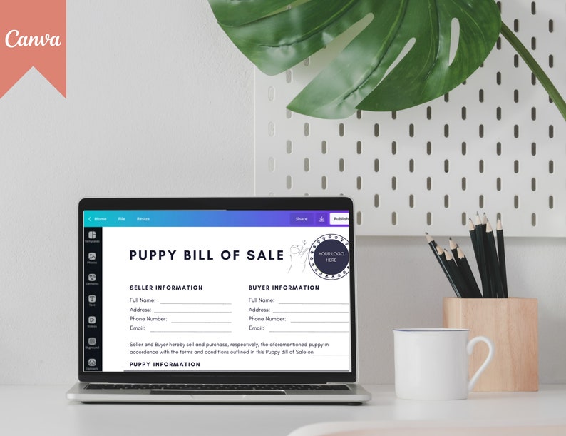 Puppy Bill of Sale Template | Editable Breeder Contract (canva) - Etsy